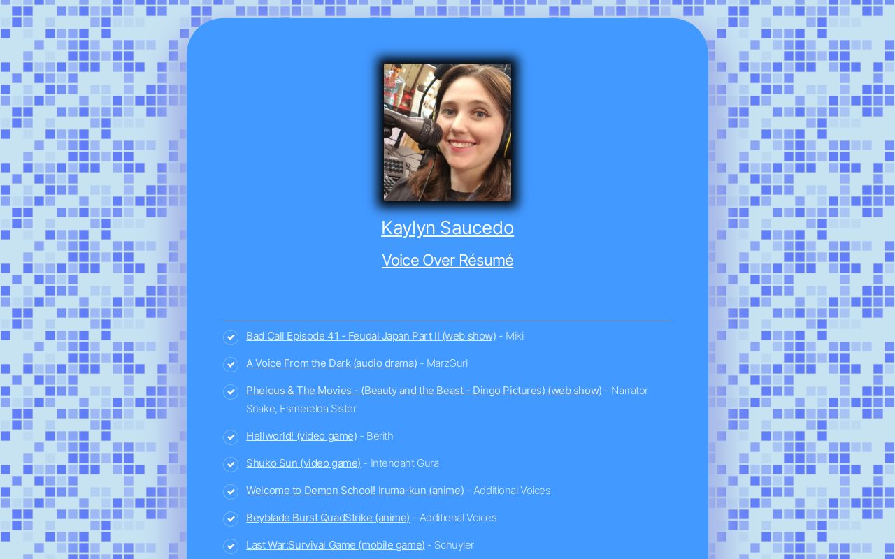 Kaylyn Saucedo - Voice Over Résumé